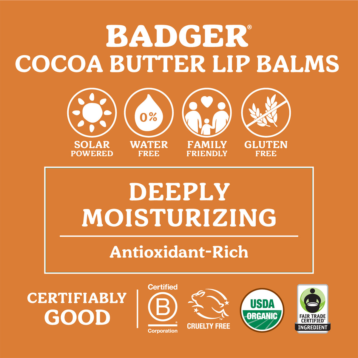 Unscented Lip Balm with Organic Cocoa Butter | Badger Balm